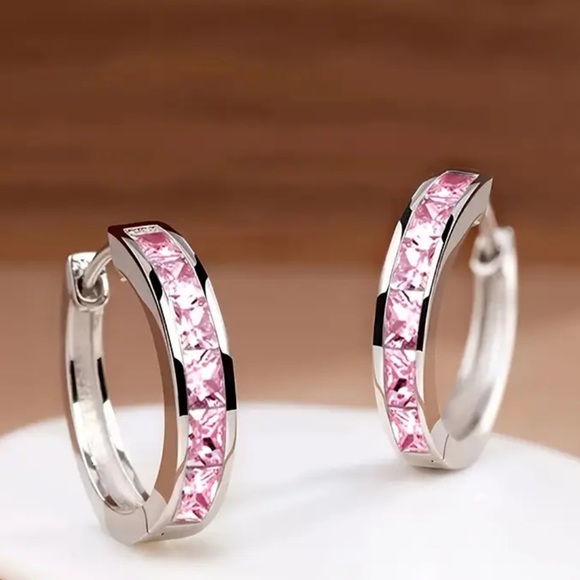 Jewelry | New Silver And Pink Hoop Earrings | Poshmark